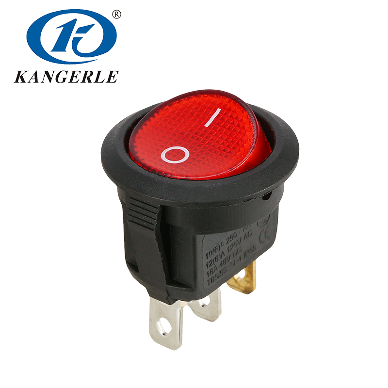 3PDT rocker switch with LED 3 pin 10A 250V AC - KANGERLE ELECTRONICS