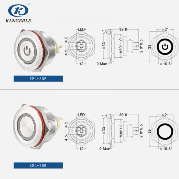 waterproof momentary RGB metal push button switch 30MM - KANGERLE ...