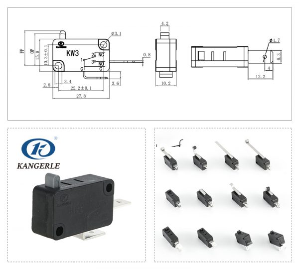 Micro switch 125/250V AC 10A KW3-10C-B-6 - KANGERLE ELECTRONICS